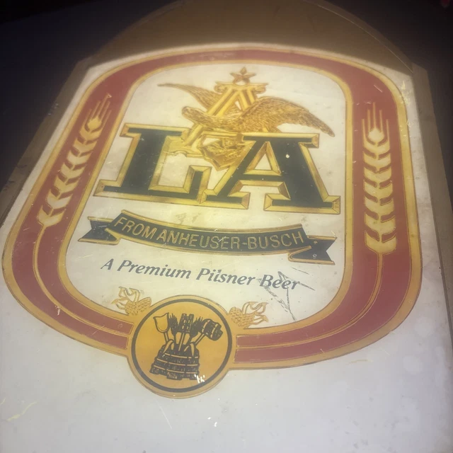 VINTAGE ANHEUSER-BUSCH LA BEER Lighted Bar Sign & Liquor Store ...