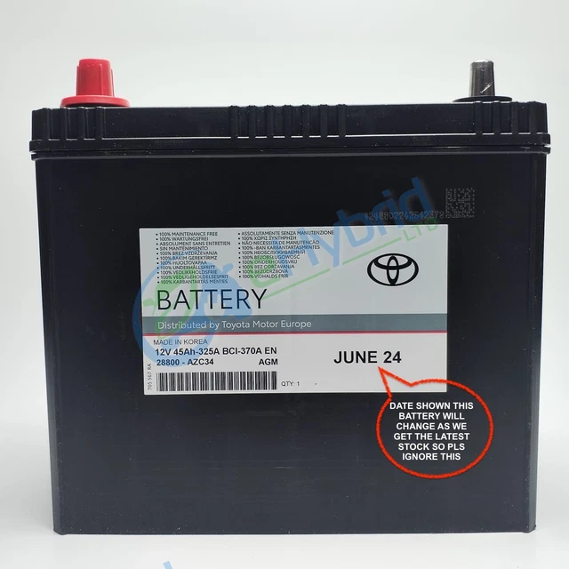 GENUINE TOYOTA 12V Battery 45AH Auxiliary Battery S46B24R Oem Part 28800-AZC34 £179.99 - PicClick UK