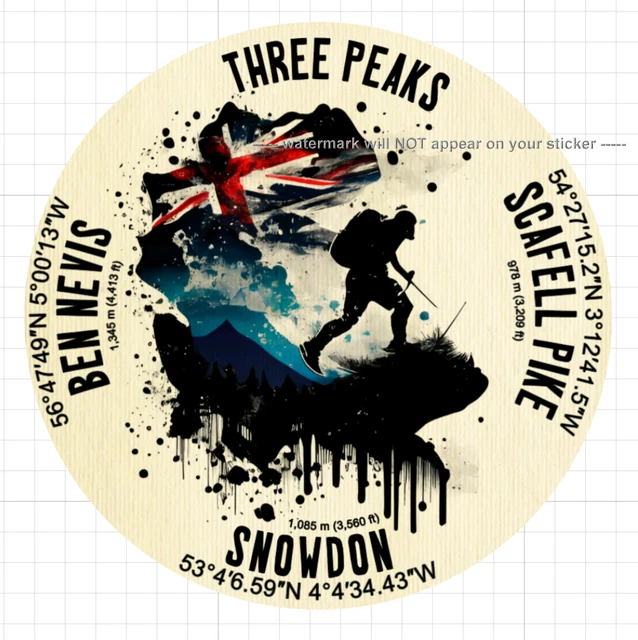 UK NATIONAL THREE peaks scafell pike snowdon ben nevis Vinyl Sticker £3 ...