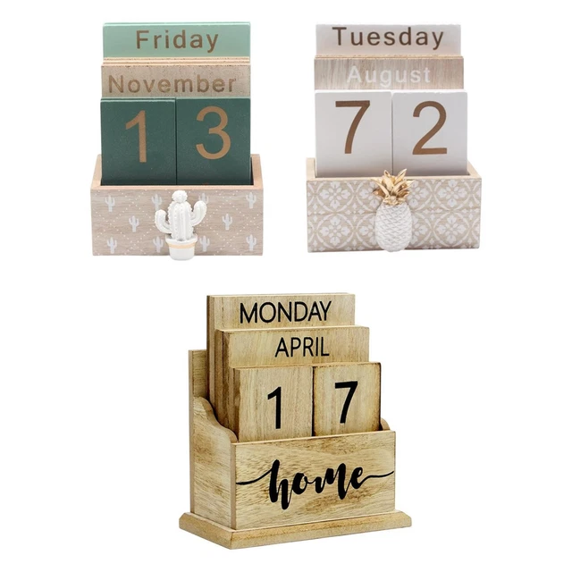 CALENDARIO CALENDARIO IN legno con blocco di legno Calendario da ...