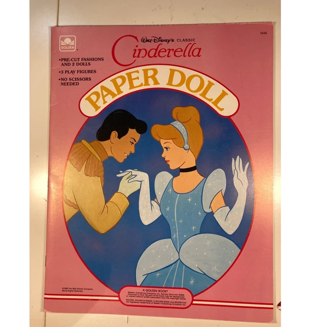 WALT DISNEY'S CLASSIC Cinderella Paper Doll 1989 Uncut Mint Golden book ...