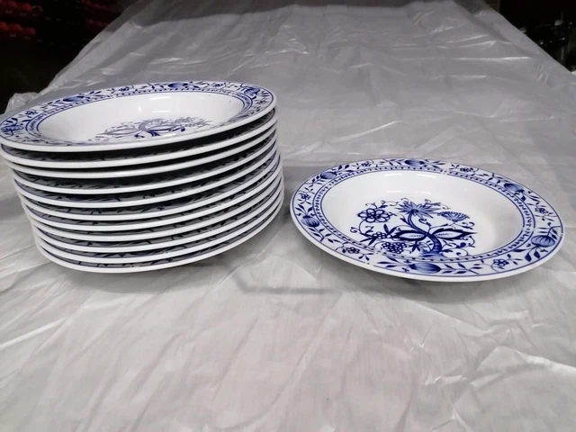 KAHLA PORZELLAN DDR Zwiebelmuster Indisch Blau Teller 12x Suppe ...