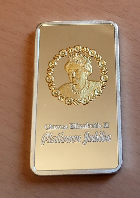 QUEEN ELIZABETH II Gold Silver Bar London Royalty Retro England Great ...