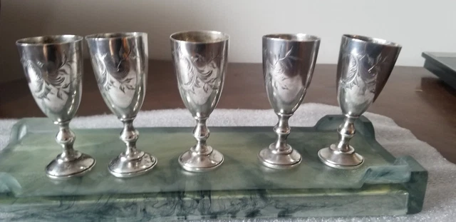 ANTIQUE 1880 IMPERIAL Russian 84 Silver Hand Etched Kiddush Cup! $129. ...