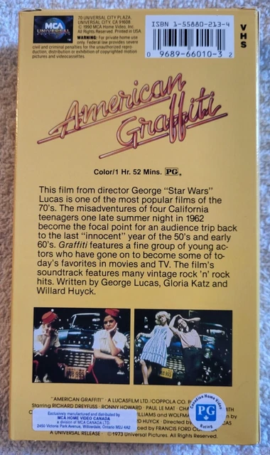 AMERICAN GRAFFITI VHS - 1973 George Lucas - Harrison Ford Ron Howard ...