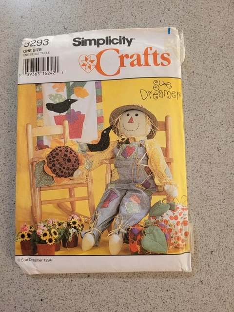 SIMPLICITY PATTERN 9293 - 1980s Toy Scarecrow Pumpkin Sunflower Sue ...