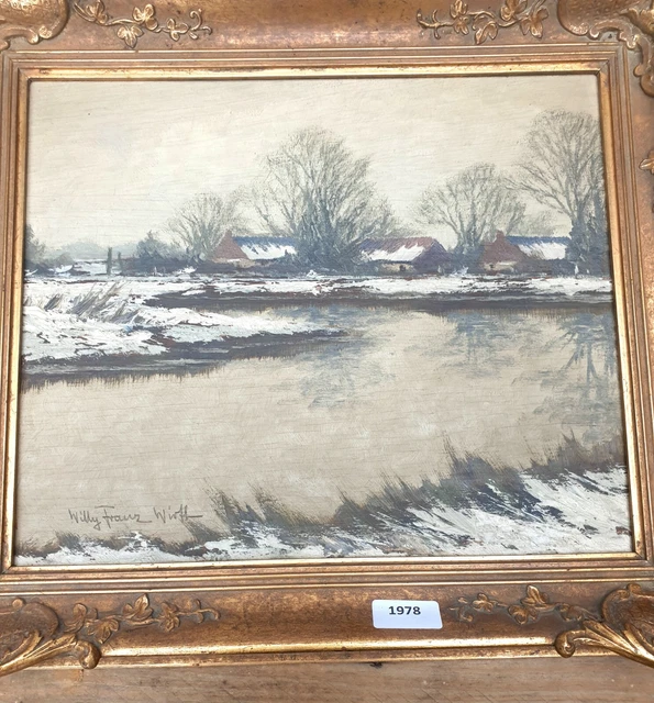 DM 2085 ÖL Gemälde Willy Franz Wirth "Bauernschaft im Winter an Fluss" EUR 149,99 - PicClick DE