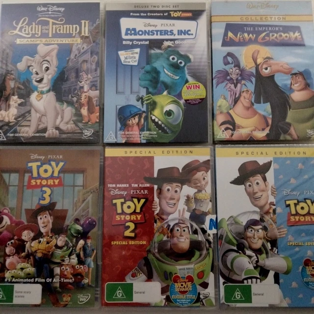 6 X DISNEY DVD Movie Bundle R4 Toy Story Emperors New Groove Monsters ...
