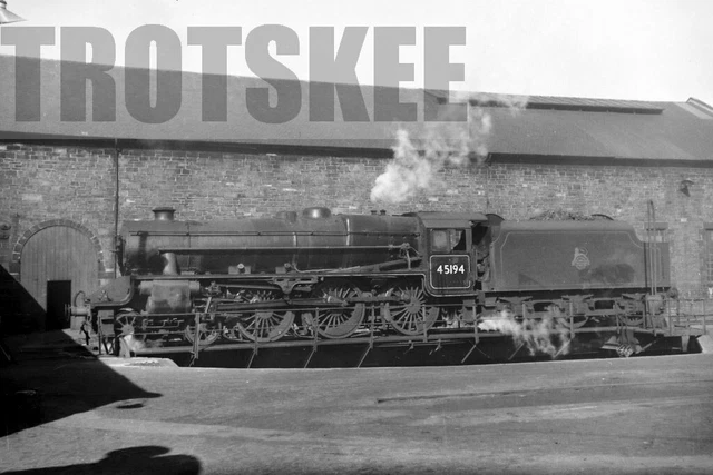 LARGER NEGATIVE BR British Railways Steam Loco 45194 Class BLACK c1950s ...