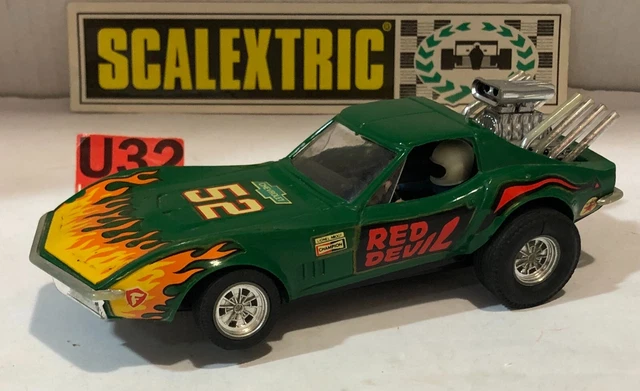 SCALEXTRIC EXIN 4050 Chevrolet Corvette Dragster #52 Rouge Devil Vert ...