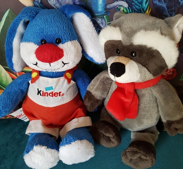 KINDER EGG SURPRISE Plush Soft Toy Bundle 2 x 10" Rabbit Racoon ...
