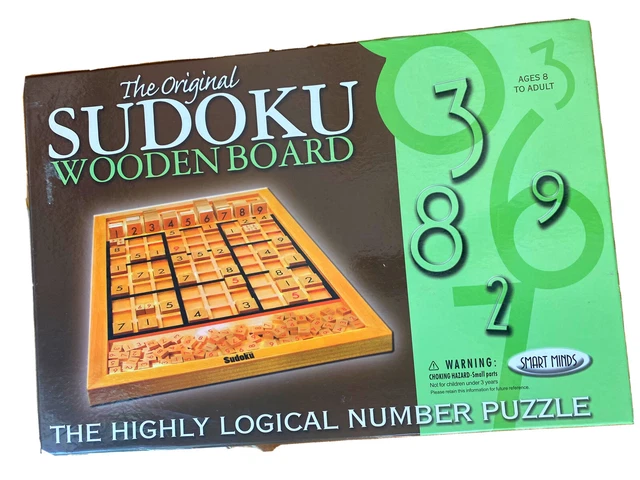 SUDOKU WOODEN BOARD Game Logical Number Puzzle Smart Minds - Complete ...
