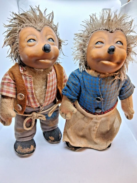 ANTIKE STEIFF MECKI und Micki Figur Igel Paar Spielzeug 50er 60er Jahre ...