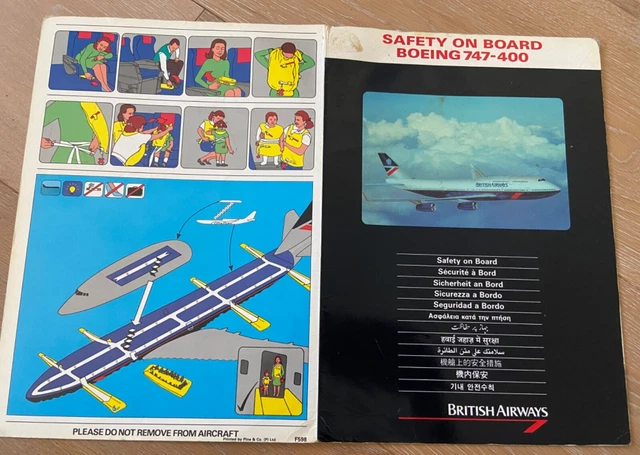 BRITISH AIRWAYS BOEING 747-400 airline safety card code F598 £6.33 ...