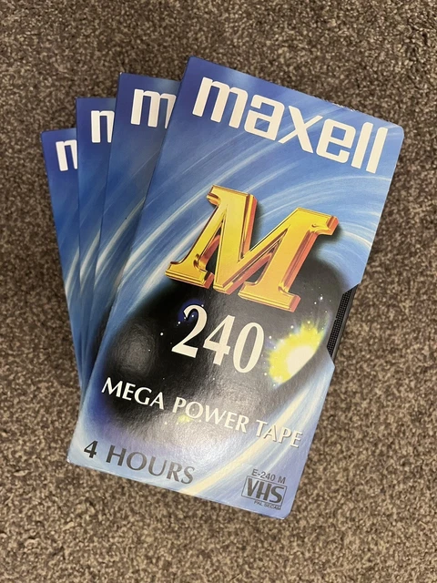 NEW SEALED MAXELL 240 4 Hour VHS Mega Power Blank Cassette Tapes X 4 £8 ...