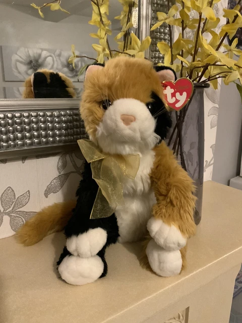 TY CAT CLASSIC Chica Calico Ginger White Black Soft Plush Toy 12” Tag ...