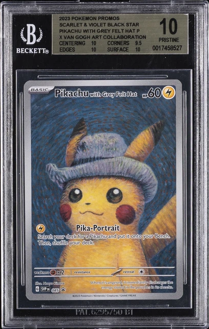 2023 POKEMON S&V Pokemon X Van Gogh Pikachu With Grey Felt Hat Bgs 10 £ ...