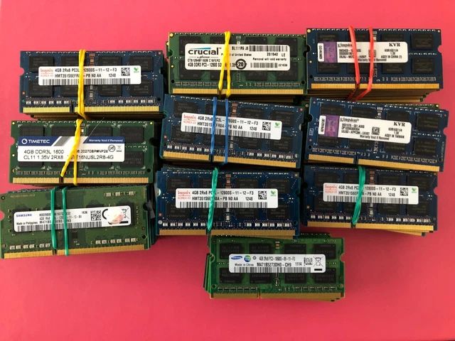 LOT OF 100 4GB PC3 PC3L Laptop Computer DDR3 Ram Memory Micron Samsung ...