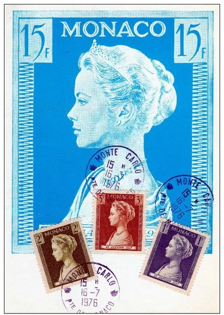 OLD PC ROYALTY Monaco - princess GRACE KELLY - postmark 1957, 3 real ...