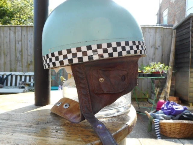 ORIGINAL 1950S CLASSIC Low Domed Pudding Basin Racing Motorcycle Helmet ...