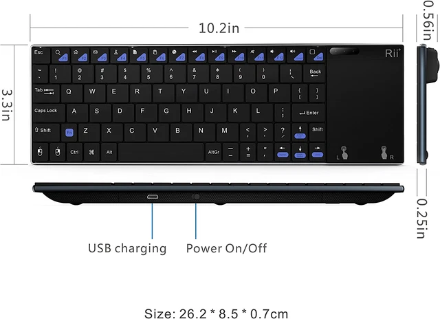 RII K12+ ULTRA Slim 2.4Ghz Mini Wireless Keyboard with Built-In Large ...