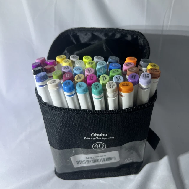 ALCOHOL MARKERS, OHUHU 40 Colours Double Tipped Art Markers for Adults ...