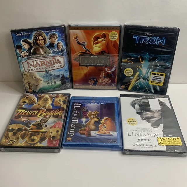 LOT 6X DISNEY Movie DVDs Lady & the Tramp - Tron - Lincoln - Lion King ...