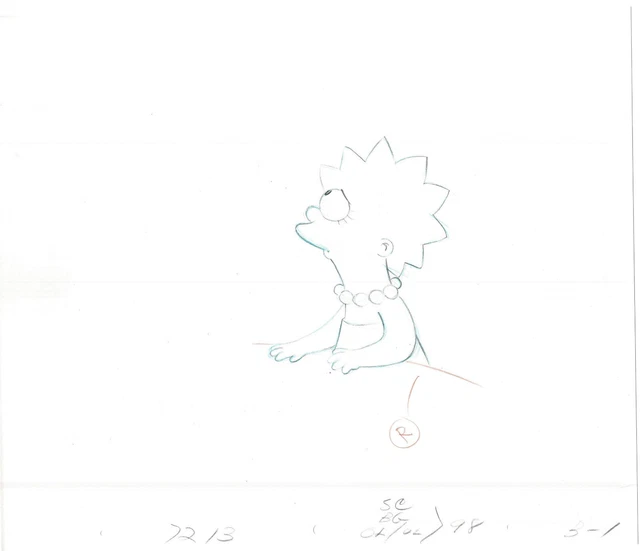 THE SIMPSONS LISA Simpson Original Production Animation Cel Drawing Fox ...