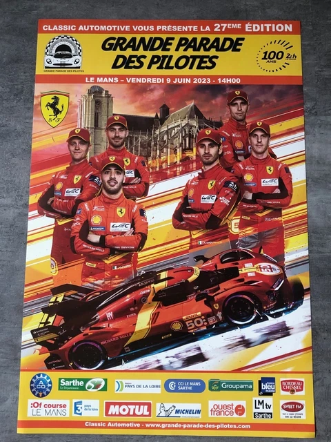 Affiche Ferrari Poster Des 24 Heures Du Mans Grande Parade Des Pilotes