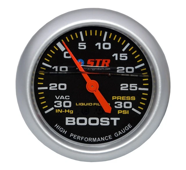 STR TURBO BOOST Mechanical Liquid Filled High Performance Race Gauge ...