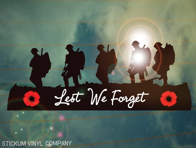 WORLD WAR ONE Lest We Forget Memorial Car Decal/Sticker *WW1*Poppy ...