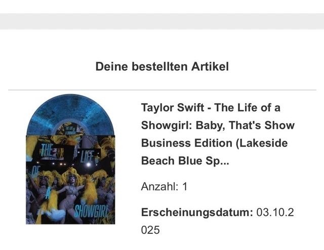 TAYLOR SWIFT THE Life of a Showgirl Baby Thats Show Business Blue Vinyl ...
