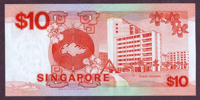 SINGAPUR 10 DOLLARS Banknote 1988 Zustand I UNC FDS S/N C66/512322 P ...