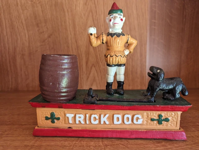 VINTAGE CAST IRON trick dog bank missing hoop $30.00 - PicClick CA