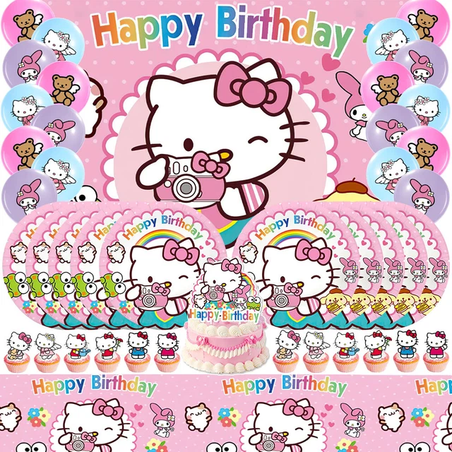 HELLO KITTY PARTY Supplies Birthday Decor Plates Balloon Cake Toppers ...