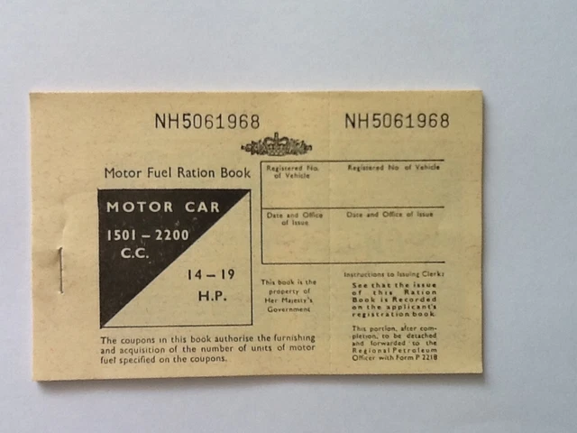 1950'S MOTOR FUEL RATION BOOK £25.00 - PicClick UK