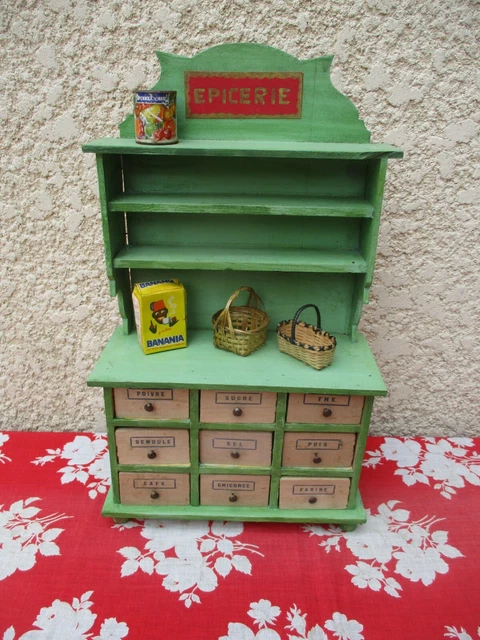 JOUET ANCIEN MEUBLE de Poupées Epicerie en bois EUR 102,00 - PicClick FR