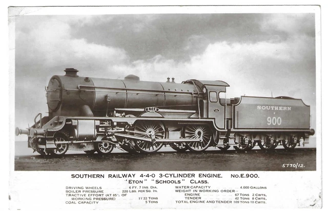 SOUTHERN RAILWAY - SR Steam Loco no. 900 "ETON" Real Photo Postcard £2. ...
