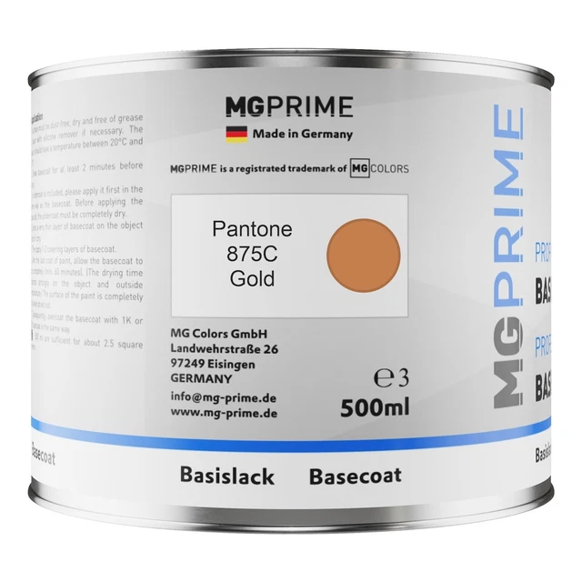 PANTONE 875C GOLD peinture pot kit couche de base vernis 2C mat satiné ...