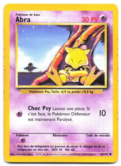CARTE POKÉMON ABRA 43/102 EDITION 2 ED2 Set de Base VF FR EUR 1,49 ...
