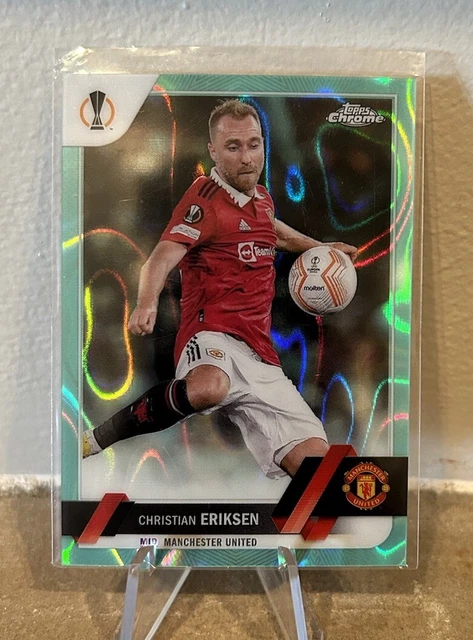 2022-23 TOPPS CHROME UEFA UCL Christian Eriksen #127 Aqua Lava SSP+ Man ...