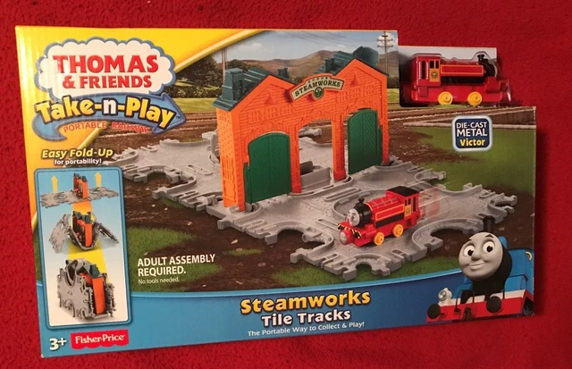 THOMAS & FRIENDS Take-n-Play Portable Railway Steamworks Tile Tracks ...