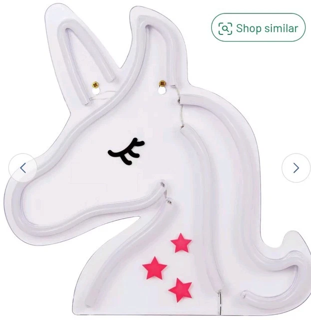 GLOW NEON EFFECT Unicorn LED Kids Wall Light - White & Pink £35.01 ...
