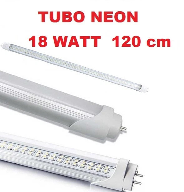 TUBO NEON LED 18 Watt Smd Da 120 Cm Attacco T8 Luce Bianca Vetro X ...