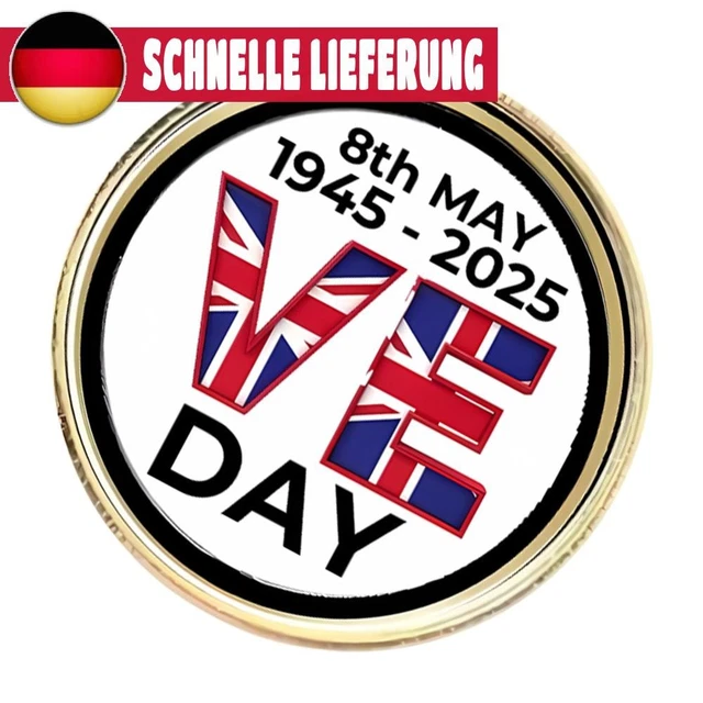 VE DAY 80TH Anniversary 1945-2025 Pin Badge Round Metal Badge Aolly for ...