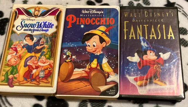 DISNEY’S MASTERPIECE VHS Lot- Snow White, Pinocchio, Fantasia in ...