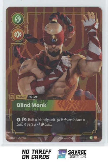 2025 RIFTBOUND LEAGUE of Legends Origins Lee Sin Blind Monk #257/298 $5 ...