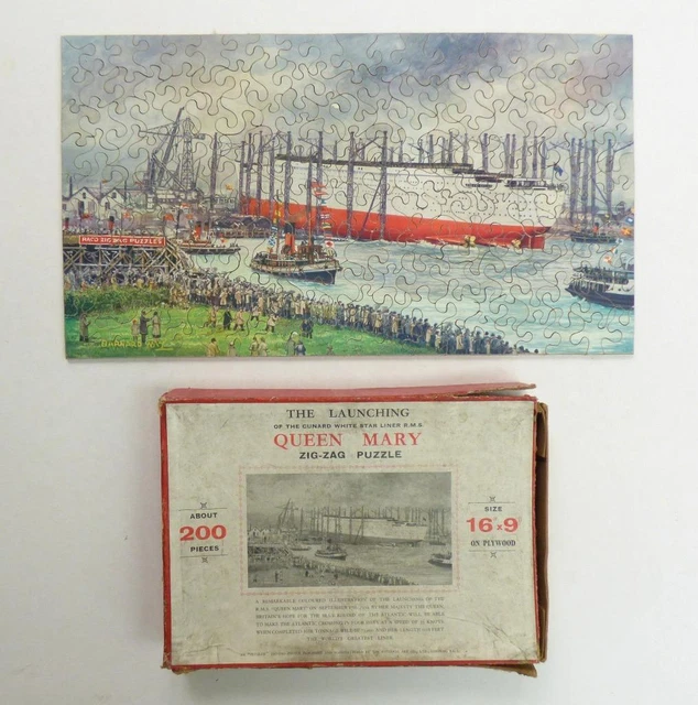 LAUNCHING OF CUNARD RMS QUEEN MARY, 1934 Wooden Jigsaw Puzzle ...