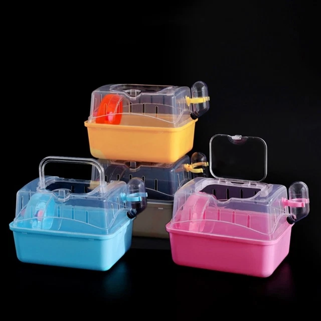 HAMSTER TRAVEL CAGE Parrot for Carrier for Case with Water Bottle Bowl ...
