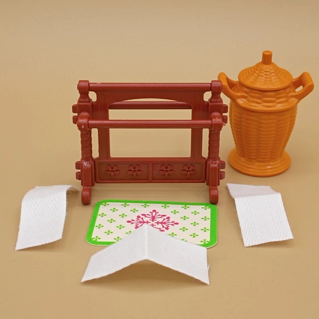 PLAYMOBIL SERVIETTE SERVIETTES-PANIER couché-salle de bain-lavabo ...